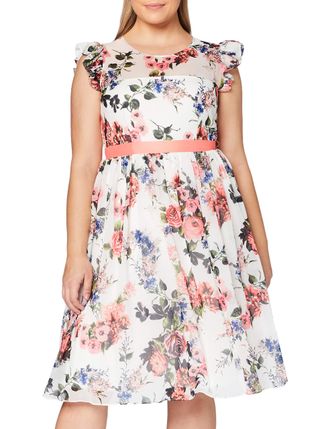 Gina Bacconi Damen Womens Brinda Chiffon Dress with Frill Sleeves Cocktailkleid, Rose pink, 40