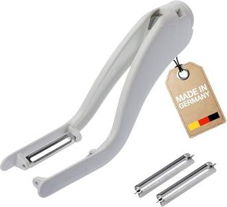 Westmark Éplucheur de Légumes/Double Éplucheur dAsperges, 2 Lames de Rechange en acier inoxydable incluses, Peel-Star KS, plastique, Blanc/argenté, 606022E6