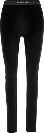 Tom Ford Femme, Pantalons, Noir, Taille: 42 FR Stretch Lustrous Velour Signature Leggings