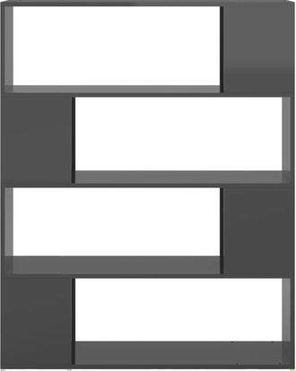 Generic Offene B&uuml;cherregale, Freistehend, Platzsparendes Aufbewahrungsregal aus Holzwerkstoff f&uuml;r B&uuml;cher, Dekoration und Medien (Hochgl&auml;nzendes Grau)