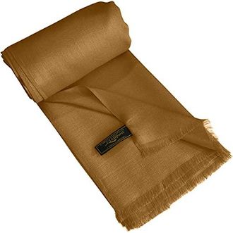 CJ Apparel Châle népalais beige foncé marron camel couleur unie motif franges châle secondes écharpe couverture couverture couverture pashmina fait main au Népal