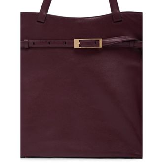 Anine Bing Grained Calf Leather Tote Bag - Red