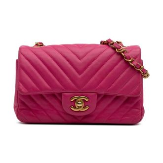 Chanel Pre-owned Mini Rectangular Classic Chevron Lambskin Single Flap - - Pre-owned - Damen - Rosa - ONE SIZE