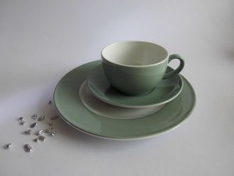 Dibbern SONDERAKTION Solid Color - Kaffeetasse m.U. 0,25 + Teller 21 cm - salbei - NEU