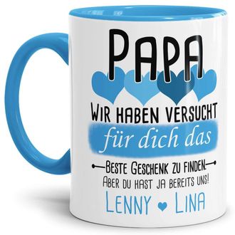 Tassendruck Geschenk Tasse mit Spruch PERSONALISIERT - Bestes Geschenk f&uuml;r Papa von Kindern - Kaffee-Tasse/Geschenkidee Geburtstag Vatertag/Vatertagsgeschenk - In