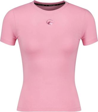 Marine Serre Femme, Tops, Rose, Taille: 42 FR Pearl Logo Baby Fit T-Shirt