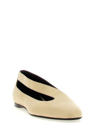 Khaite Womens Beige Lamb Leather Ballet Flats