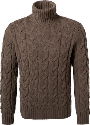 Gran Sasso Herren Rollkragenpullover braun Schurwolle unifarben