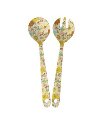 Rice 2er Set Salatl&ouml;ffel Salatbesteck Salatset Melamin frei von BPA - Flower Power Print
