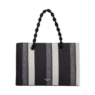 Twinset Femme, Sacs, Multicolore, Taille: ONE Size Cabas zipp&eacute; en toile ray&eacute;e