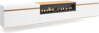 Skraut Home Skraut Home - TV-Schrank, Lowboard, f&uuml;r Wohnzimmer und Esszimmer, 260x35x45cm, F&uuml;r gro&szlig;formatiges TV, Elektrokamin., H&auml;ngend, Moderner Stil, Wei&szlig; und