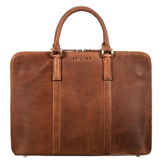 STILORD Leonora Schmale Aktentasche Damen Leder Dokumententasche A4 - Elegante B&uuml;ro Tasche 15,6-16 Zoll Laptoptasche Echtleder mit Standf&uuml;&szlig;en f&uuml;r Arbeit & Uni