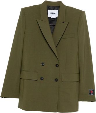 Msgm Msgm, Femme, Vestes, Vert, Taille: 34 FR Veste Structurée Verte avec Revers Pointus