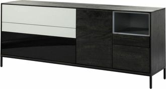Massivmoebel24 Sideboard Mango 200x45x85 dunkelgrau geölt CHICAGO 205