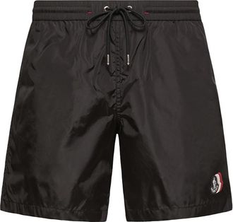 Moncler Moncler Logo Patch Swim Shorts, Men, Black, Size: Xxl
