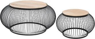 Atmosphera Atmosphera - Lot de 2 Tables Basses Manguier 90cm Noir