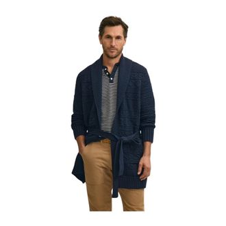 Brooks Brothers Homme, Pulls, Bleu, Taille: XL Cardigan Ch&acirc;le Enveloppant Textur&eacute;