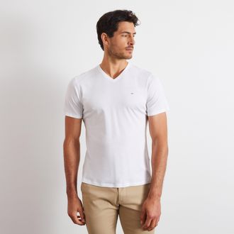 Eden Park T-shirt Blanc Col V &Agrave; Manches Courtes Old Pp