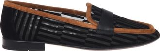 Baldinini Femme, Chaussures, Noir, Taille: 37 EU Mocassin en maille noire et daim fauve