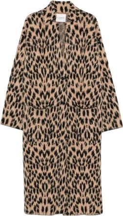 Laneus Leopardenmuster Strickmantel - - Knitwear - Damen - Beige - S