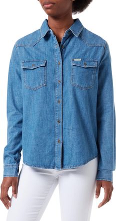 Cross Jeans Damen A 601-015 Jeansbluse, Nature Blau, XS