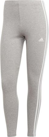 adidas Damen Essentials 3-Stripes High-Waisted Single Jersey Leggings, Medium Grey Heather/White, XL
