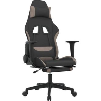 vidaXL Gaming-Stuhl mit Massage & Fu&szlig;st&uuml;tze Schwarz und Taupe Stoff vidaXL