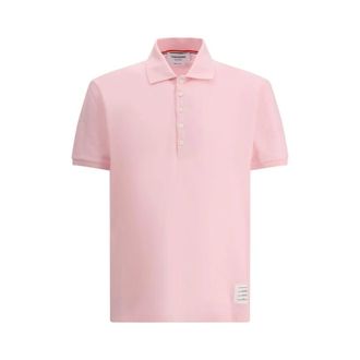 Thom Browne Homme, Tops, Rose, Taille: L Polo Classique en Maille Manches Courtes