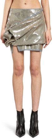 Rick Owens Temple Draped Asymmetrical Mini Skirt