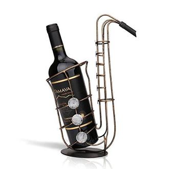 Tooarts Porte Bouteille Saxophone,Porte-Bouteille de Vin,Porte Bouteille Vin de Table Cr&eacute;ativit&eacute;,Casier &agrave; Vin Saxophone en M&eacute;tal,Artisanat en Fer, D&eacute;corations