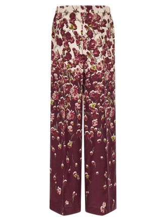 F.R.S. For Restless Sleepers Floral-Print Silk Trousers - Burgundy