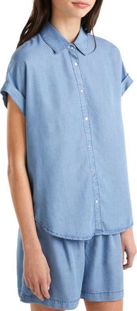 Benetton Damen Camicia 5khndq07y Hemd, blau, XX-Small