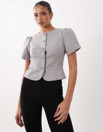 Lioness Femme - Blouse boutonn&eacute;e &agrave; manches bouffantes - Gris-Neutral