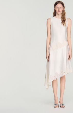 Sandro Robe asym&eacute;trique satin&eacute;e