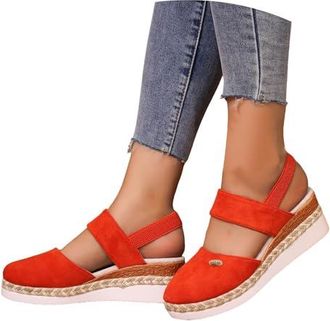 Generic Sandales orthop&eacute;diques compens&eacute;es &agrave; bout ferm&eacute; pour femme, habill&eacute;e d&eacute;t&eacute;, d&eacute;contract&eacute;e, confortable, l&eacute;g&egrave;re, sandales de marche antid&eacute;rapantes avec bo