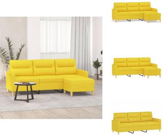 vidaXL Vidaxl - 3-Sitzer-Sofa mit Hocker Hellgelb 180 cm Stoff - Couch - 3-Sitzer-Sofa - Wohnzimmerm&ouml;bel - Polstersofa - Hellgelb