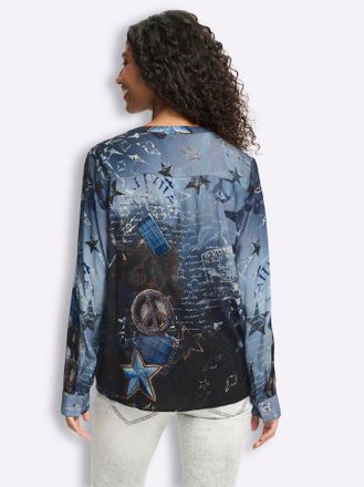 Heine Klassische Bluse Druckbluse Langarm