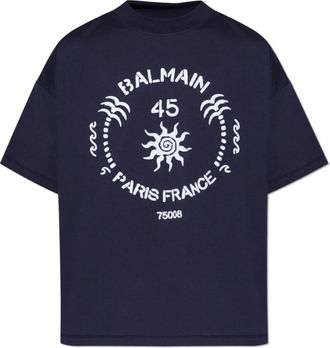 Balmain Homme, Tops, Bleu, Taille: L T-shirt avec logo