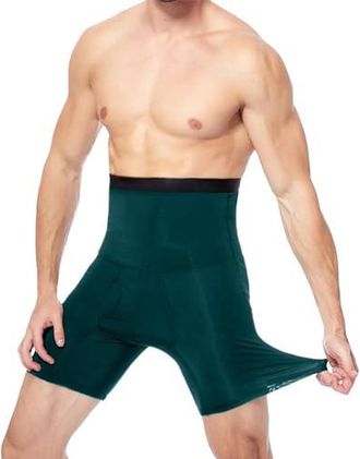 Generic Boxer de compression pour homme - Sous-vêtements gainants - Taille haute - Body Shaper - Pantalon de compression pour homme - Respirant - Rétro - Sous
