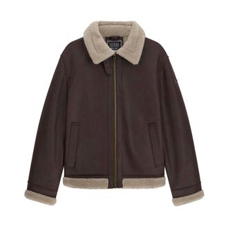 Guess Veste en peau lain&eacute;e - Homme - Vestes - Brun - Taille: L