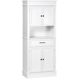 HOMCOM Homcom - Buffet haut armoire de cuisine multi-rangement 2 placards 2 portes tiroir niche mdf panneaux blanc