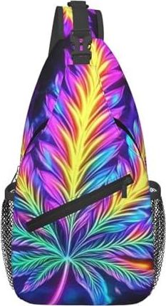 Generic Sac &agrave; bandouli&egrave;re violet fluorescent en forme de feuille d&eacute;rable - Sac &agrave; dos de voyage pour homme - Sac &agrave; dos de randonn&eacute;e