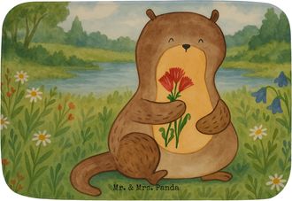 Mr. & Mrs. Panda Badematte Otter Blumenstrauß Design - Geschenk, Seeotter See, Badezimmerteppich, badezimmermatten, Badvorleger, Badteppich, Niedlich, duschmatten, Süß