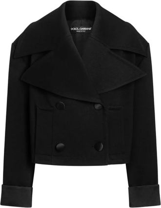 Dolce & Gabbana Femme, Vestes, Noir, Taille: 38 FR Veste en laine crois&eacute;e
