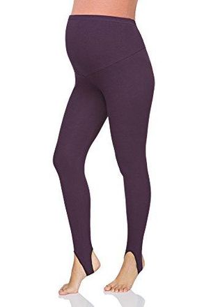 FUTURO FASHION Legging de Grossesse PREG-LS - Talon &agrave; Faire Passer sous Le Pied/Doublure Polaire - Hiver - Confortable/Doux/Bon Maintien - Taille 48/50 - Prune