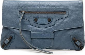 Balenciaga Clutches - Lambskin Motocross Classic City Clutch - Gr. unisize - in Blau - f&uuml;r Damen