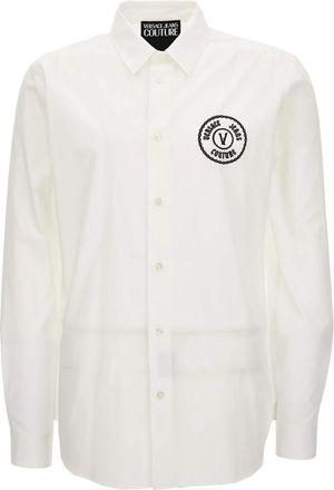Versace Jeans Couture Logo-besticktes Baumwollhemd - - Shirts - Herren - Wei&szlig; - XL