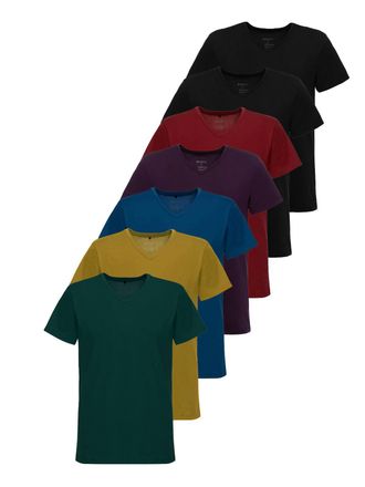 Tazzio T-Shirt Herren 7er-Pack V-Ausschnitt Shirt V-Neck Basic E107 (Mix TZJ-4, XXL)