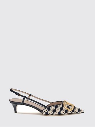 Valentino Garavani VLogo Signature Slingback-Pumps aus H&auml;kelarbeit mit Rautenmuster