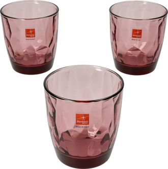 Bormioli Rocco 3er Set Diamond Whiskyglas Rock Purple I 305ml I &Oslash;8,5cm I Diamant-Struktur I Bodeneis I lila Trinkgl&auml;ser f&uuml;r Wasser, Limo, Saft & Co, Whiskey-Tumbler,